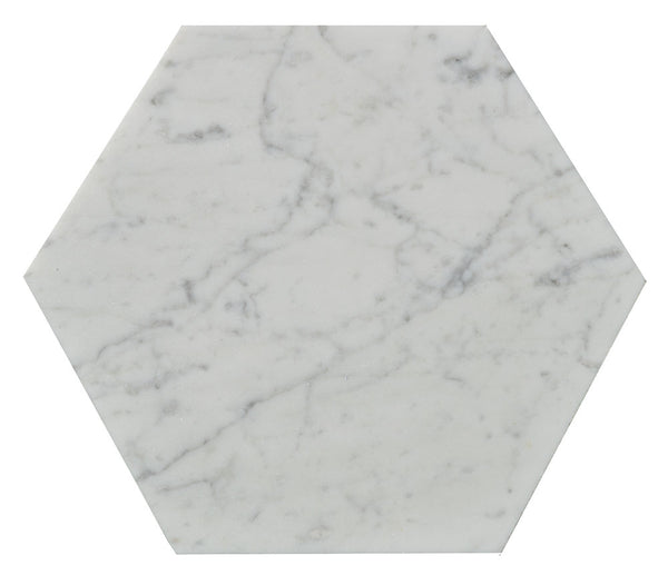 10" Carrara Marble Hex Tile – Pebble Tile Mosaics