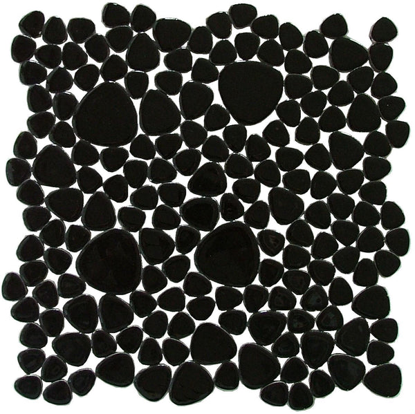 Porcelain Jet Black Pebble Tile – Pebble Tile Mosaics