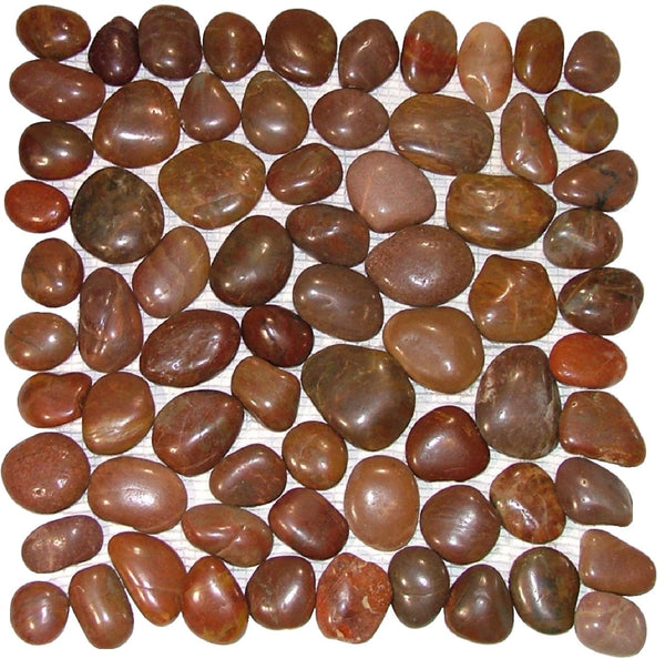 Polished Red Pebble Tile – Pebble Tile Mosaics